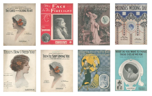 LOT OF 8 Vintage Large Format Sheet Music 1900-1920 Featuring EMMA ...