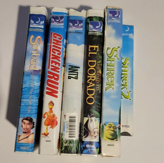 DREAMWORKS COLLECTION 6 VHS: Shrek, Eldorado, Sinbad, Chicken Run, Anrz ...