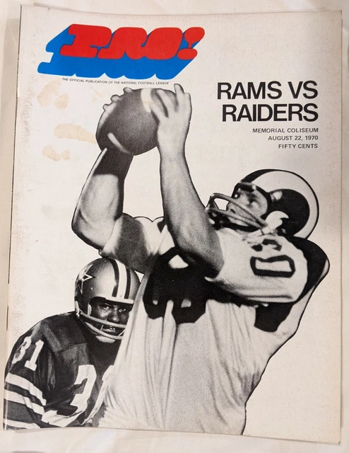 RARE 1970 RAMS vs RAIDERS programme officiel de jeux de football NFL ...