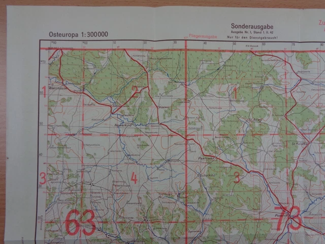 WW2 GERMAN LUFTWAFFE "FLIEGERAUSGABE" map of "WOLSK" (VOLSK in RUSSIA ...