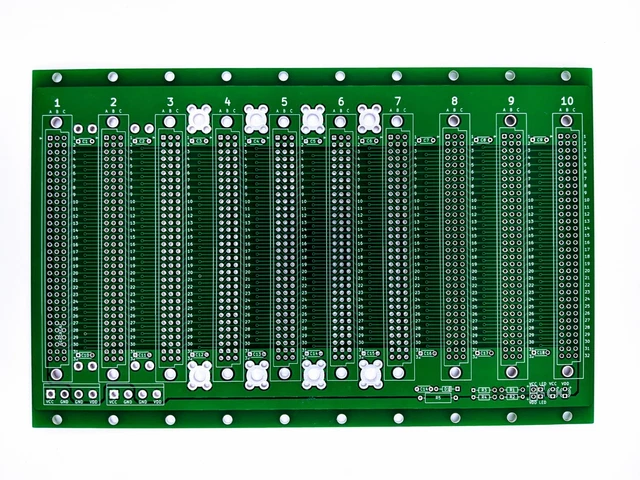 10 SLOT BACKPLANE Eurocard edge card bus PCB 96pin 3U 40HP DIN41612 FR4 ...