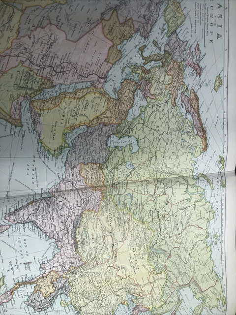 1900: VERY LARGE Map Of The Asia & Europe Antique Xmas Gifts Larger ...