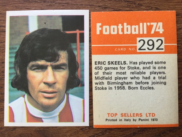 PANINI TOP SELLERS Football 74 #292 Eric Skeels Stoke City Card Sticker ...