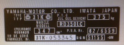 YAMAHA RD350LC YPVS 31K Headstock Frame Decal Restoration Decal £16.99 ...