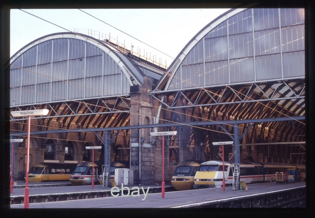 ORIGINAL 35MM SLIDE -View of Kings Cross w/ HST's 43077, 43162, DVT etc ...