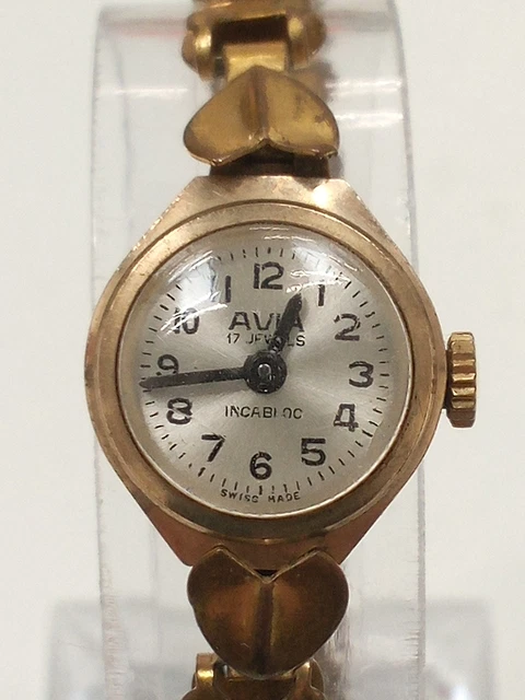 VINTAGE 9CT GOLD 375 1968 Avia Incabloc Ladies Swiss Watch Hallmarked ...