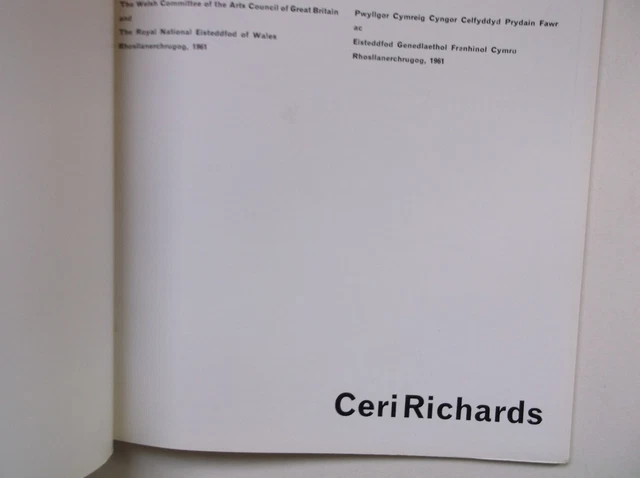 CERI RICHARDS WELSH Artist Painter Eisteddfod Exhibition Catalogue 1961 ...