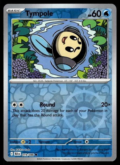 TYMPOLE [FOIL] - 019/086 - Black Bolt Blk Reverse Holo English - Nm $1. ...