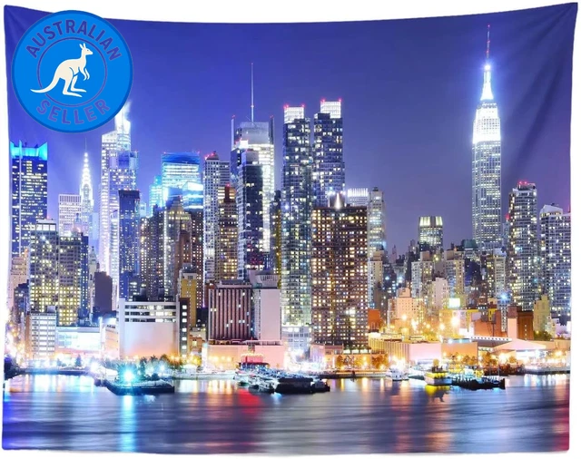 7X5FT FABRIC NEW York City Backdrop Manhattan Skyscraper Night View NYC ...