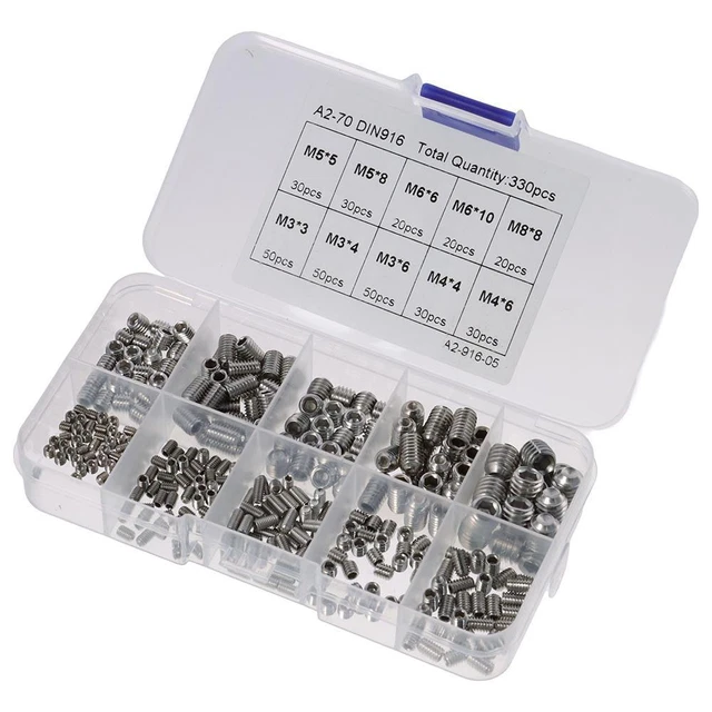 330PCS M3 M4 M5 M6 M8 Set Screws Screw Assortment Kit Bathroom Fixtures ...