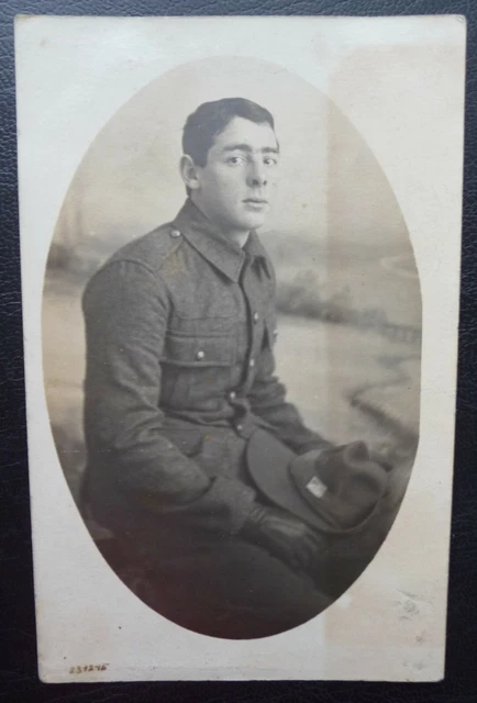 BRITISH / AUSTRALIAN? Pte. Slouch Hat Ww1 Real Photo Postcard Aldershot ...