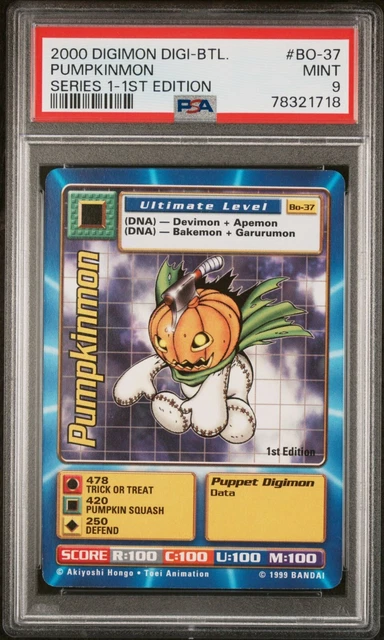 2000 DIGIMON DIGI-BATTLE Pumpkinmon Series 1 1Ère Edition Psa 9 Comme ...