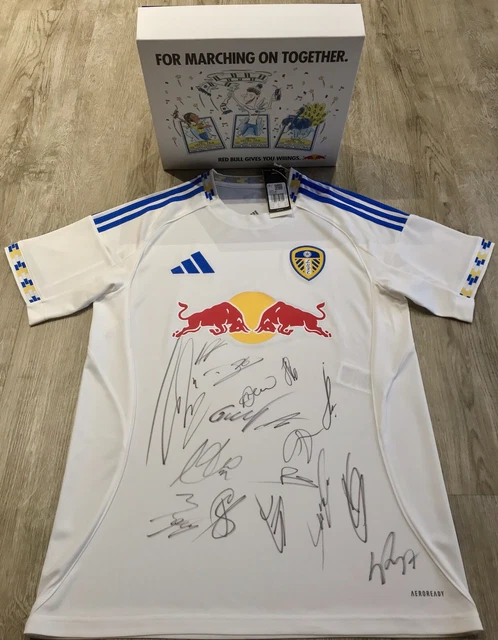 OFFICIAL RED BULL Issued Leeds United 2025-2026 Squad Signed Shirt £618 ...