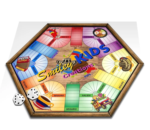 PARQUES, JUEGO DE mesa, parchís, Parques Colombiano 6 Puestos Hexagonal ...