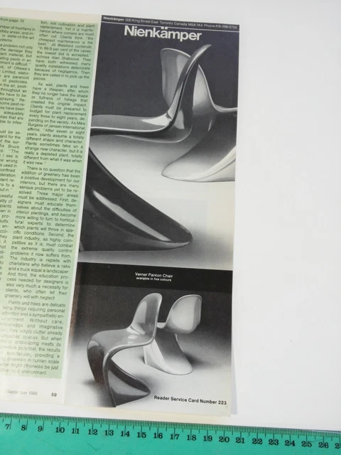 VINTAGE CLIPPING - Verner Panton Chair photo Nienkamper Print Ad 80's ...