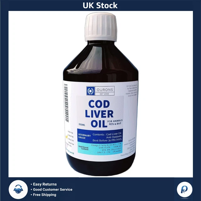 VETERINARY GRADE COD Liver Oil for Dogs & Horses - 500ml, Nutrient-Rich ...