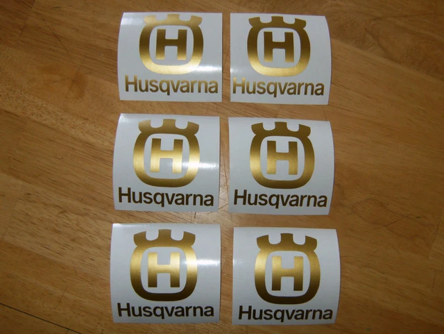 HUSKY HUSQVARNA GAS tank Helmet 6 piece vinyl decals Metallic Gold $39. ...