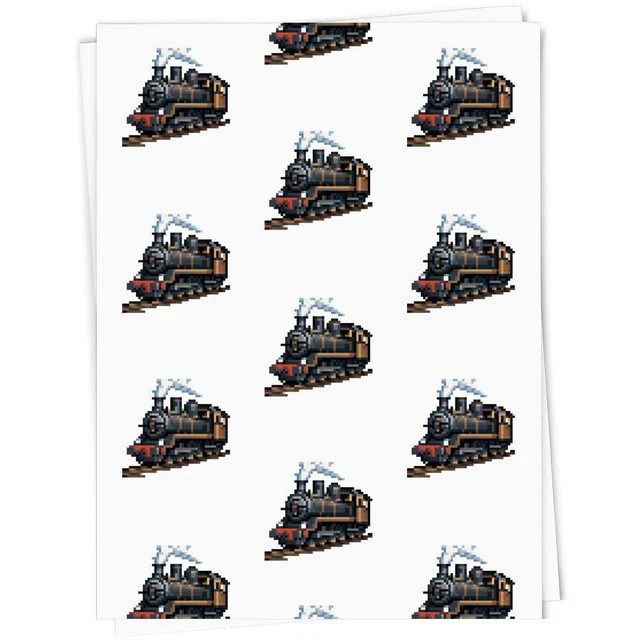 'STEAM-POWERED LOCOMOTIVE TRAIN Pixel Art ' Gift Wrap / Gift Tags ...