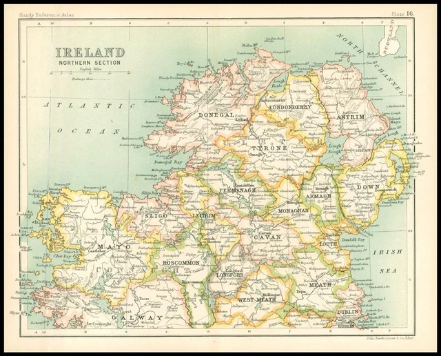 C1912 MAP OF IRELAND Northern Section Chart Regions (BS18) £14.00 ...