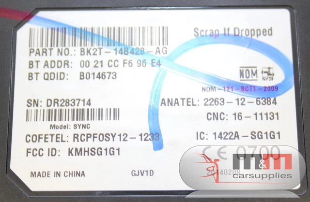 FORD TRANSIT TOURNEO Custom Control Unit Bluetooth Module BK2T-14B428 ...