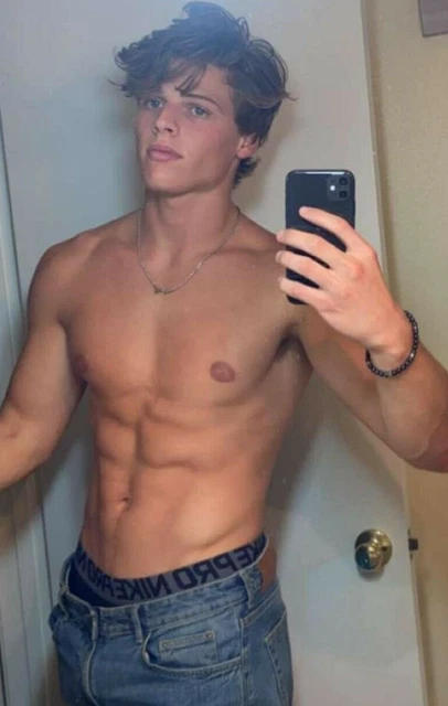 Shirtless Male Muscular Gym Jock Sexy Blond Haired Dude Beefcake Photo
