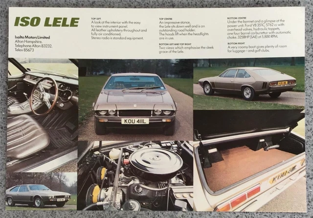 ISO LELE CAR Sales Specification Leaflet 1973-74 £29.99 - PicClick UK
