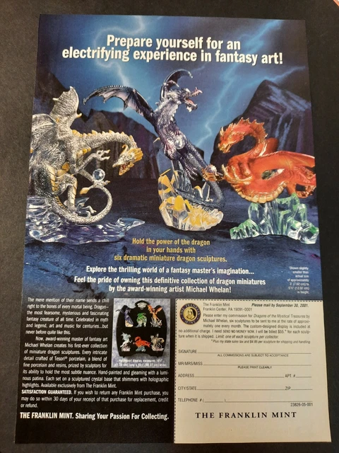 FRANKLIN MINT MICHAEL WHELAN Dragon Sculptures ~ Vintage Magazine PRINT ...
