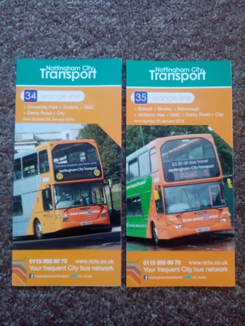 NOTTINGHAM CITY TRANSPORT 2015 Bus Timetables - Orange Line Routes 34 ...