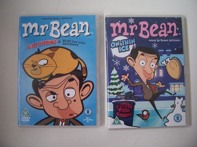 TWO MR BEAN Animated Cartoon DVDs (one New/Sealed) Cat-Sitting/Winter ...