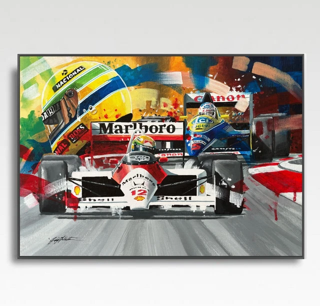 AYRTON SENNA & Nigel Mansell A3 print from painting poster Formula One ...