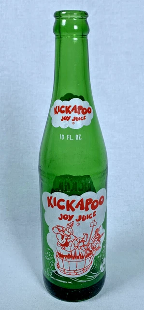 VINTAGE KICKAPOO JOY JUICE Soda Pop Bottle Dogpatch Recipe EMPTY 10 oz ...