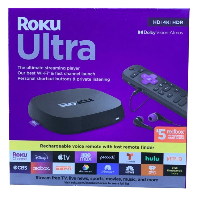 ROKU ULTRA 2022 4K/HDR/Dolby Vision Streaming Device (Roku Voice Remote ...