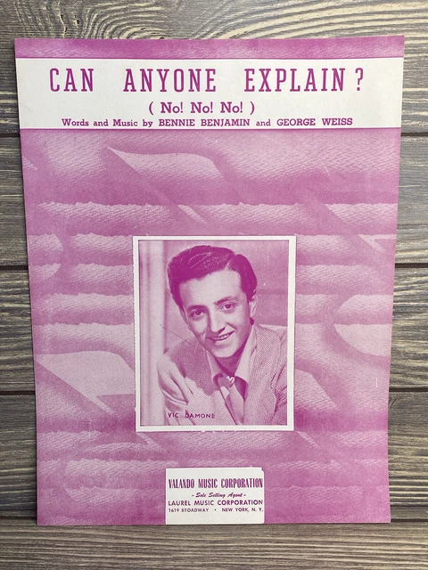 VINTAGE SHEET MUSIC Can Anyone Explain Benny Benjamin George Weiss 1950 ...