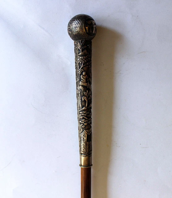 ANTIK GEHSTOCK SPAZIERSTOCK China Jugendstil Silber EUR 333,00 ...