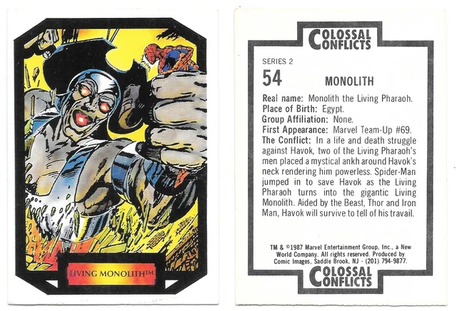 MARVEL COLOSSAL CONFLICTS Series 2 Trading Card #54 Monolith 1987 Comic ...