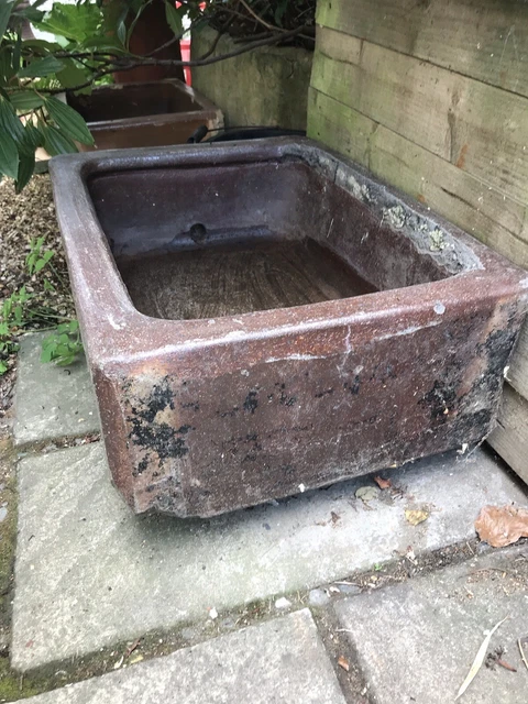 ANTIQUE GLAZED SINK Farm Feeder Water Trough Stoneware Garden ...
