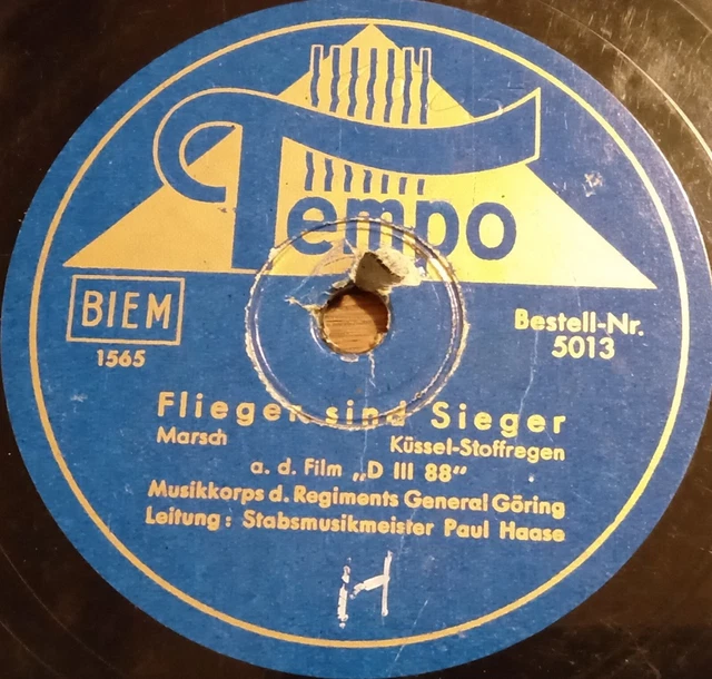 GERMAN MARCH 78RPM Record Flieger Sind Sieger Ww1 Ww2 Military Rare ...