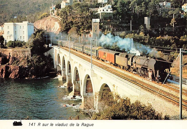 ALTE AK DAMPFLOK 141 R Viaduc de la Rague 1968 ungelaufen Ansichtskarte ...