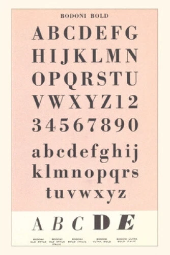 VINTAGE JOURNAL FONT Sample Chart, Bodoni Bold (Pocket Sized - Found ...