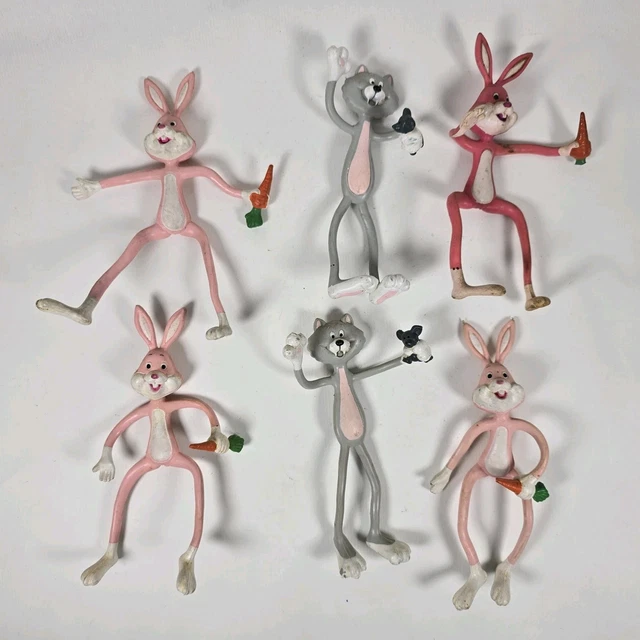 RUSS BENDY CAT and Rabbit Bunny Vintage Bend Em Action Figure Lot of 6 ...