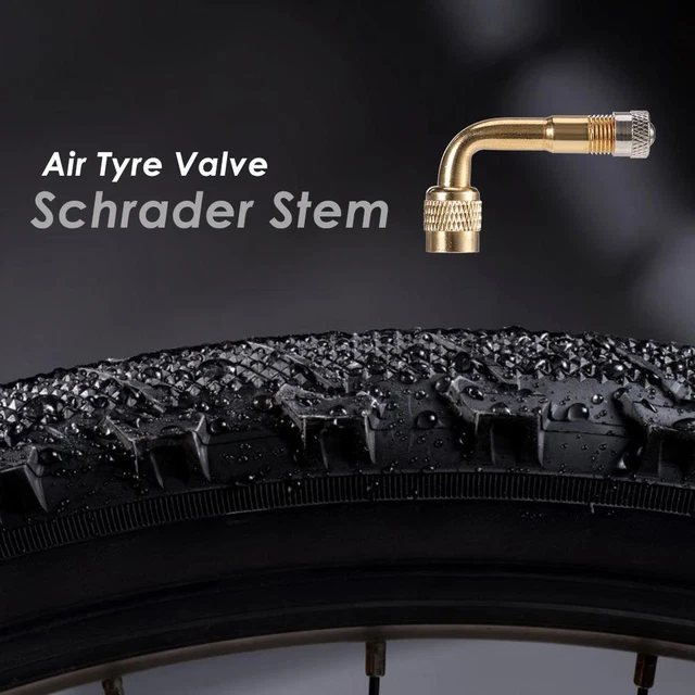 90 DEGREE BRASS Air Tyre Valve Schrader Stem Extension Adapter (Gold ...