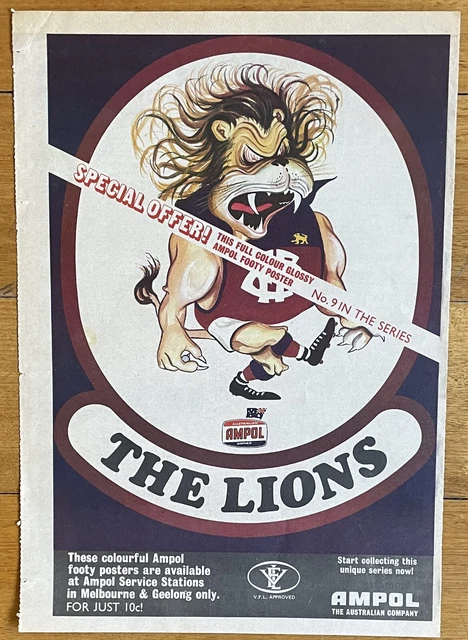 1973 FITZROY LIONS Ampol Poster advert; Allsport magazine $17.00 ...