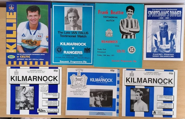 7 KILMARNOCK FC Testimonial Programmes/Sportsman Dinner Menu 1970s ...