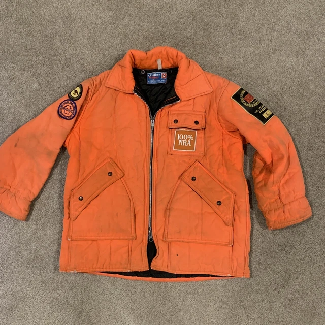 VINTAGE CHILLER KILLER Blaze Orange Hunting Jacket with NRA & PA Gaming ...