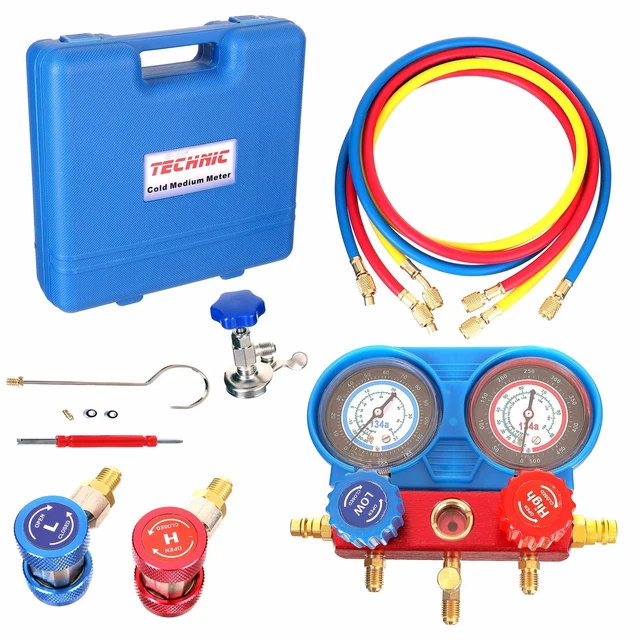 KLIMA WARTUNG KLIMAANLAGEN Diagnose Tester mit Messuhr R-134A EUR 44,99 ...