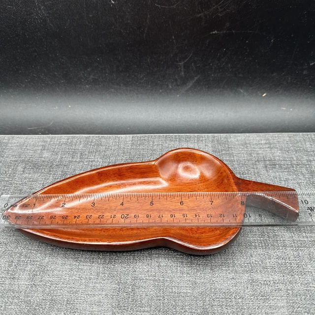 VINTAGE HAND CARVED Wooden Fruit Snack Trays Folk Art Decor Boho Set of ...