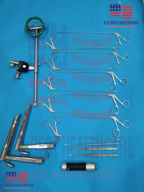 PEDESTAL LARYNGOSCOPE SET of Micro Laryngeal ENT Endoscopic Instruments ...