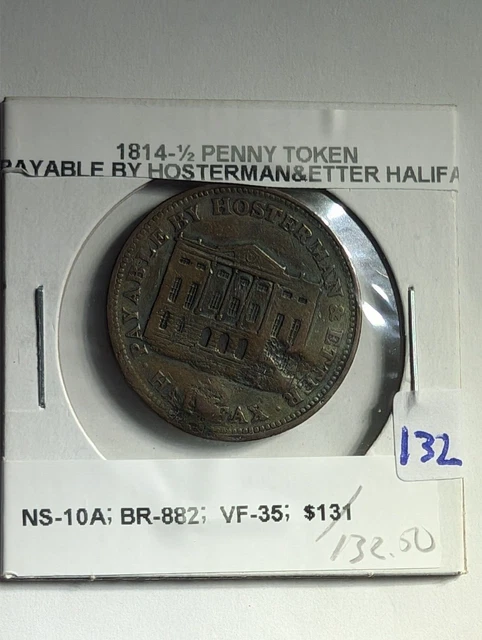 1814 CANADA NOVA Scotia Halifax Colonial Token 1/2 Penny Ns-10A Br-882 ...