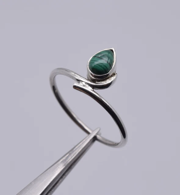 925 SOLID STERLING Silver Green Malachite Ring-7 US Z257 $11.11 - PicClick AU