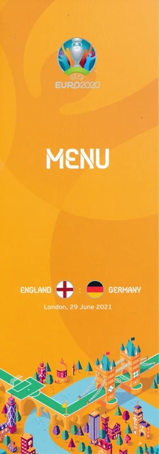 UEFA EURO 2020 England v Germany - 4 page VIP Menu Card £6.99 - PicClick UK